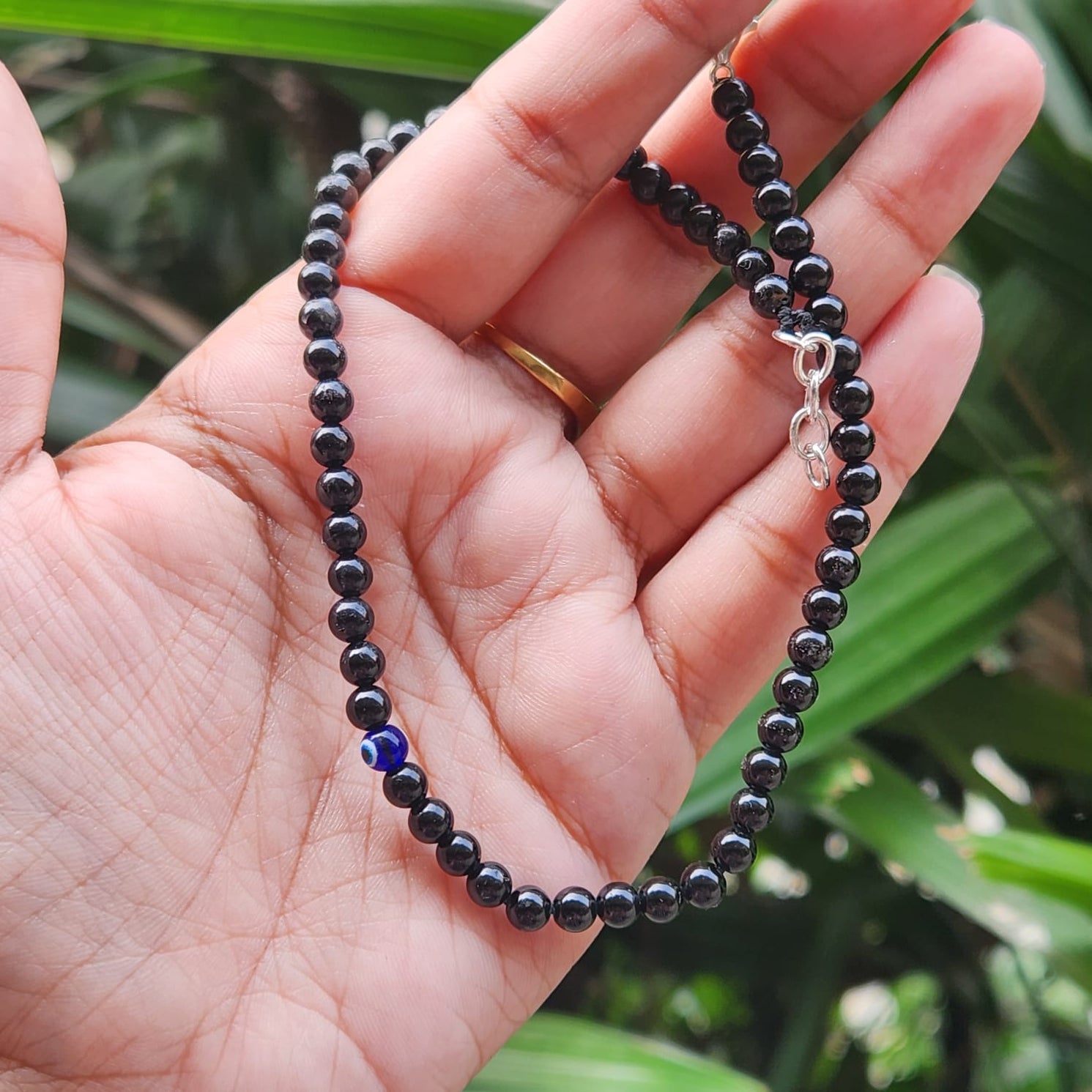 Buy Certified & Energised Black Obsidian with evil eye Healing Anklet ...