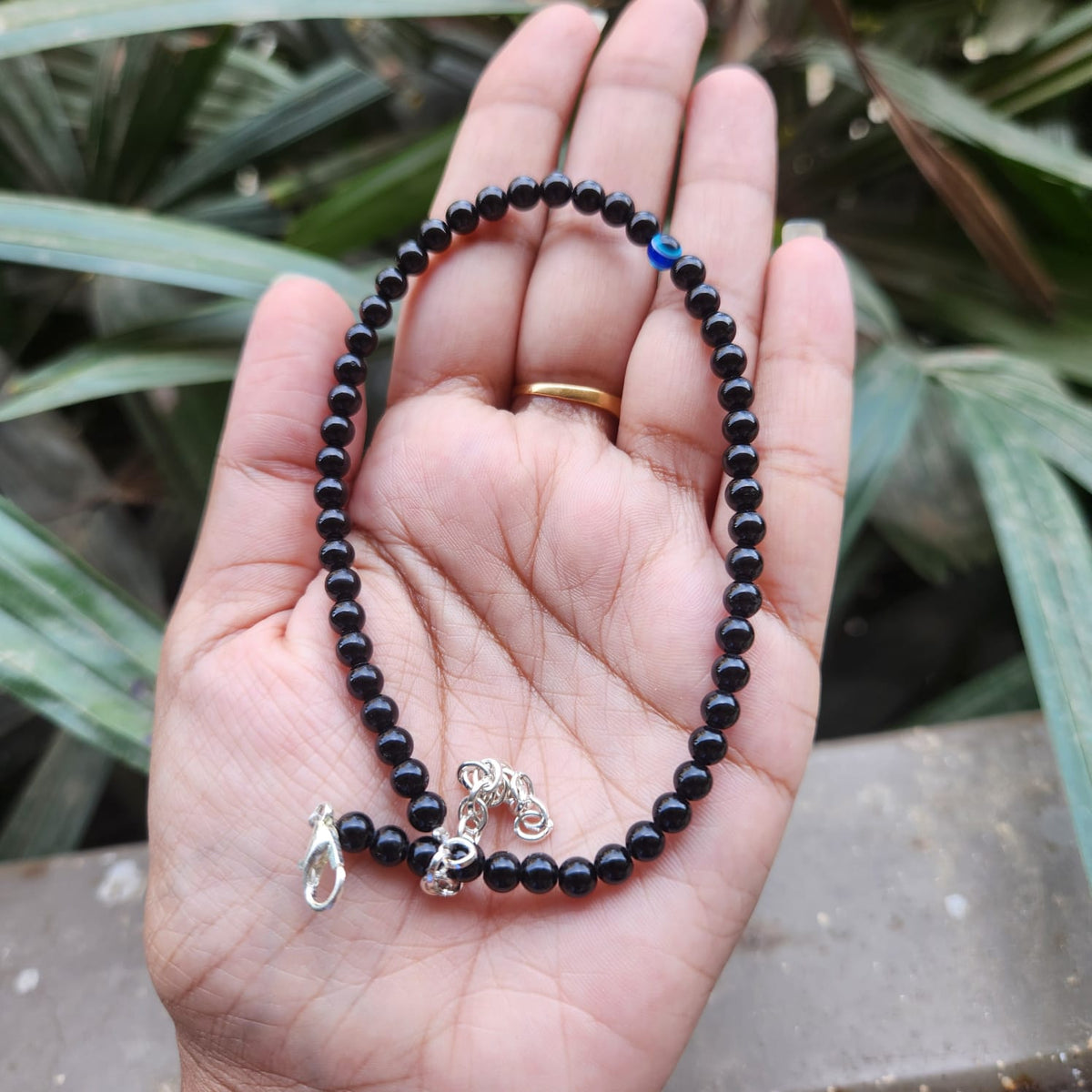 Buy Certified & Energised Black Obsidian with evil eye Healing Anklet ...
